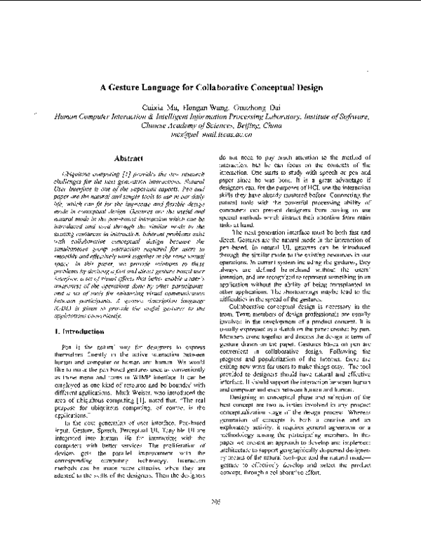 (PDF) A Gesture Language for Collaborative Conceptual Design