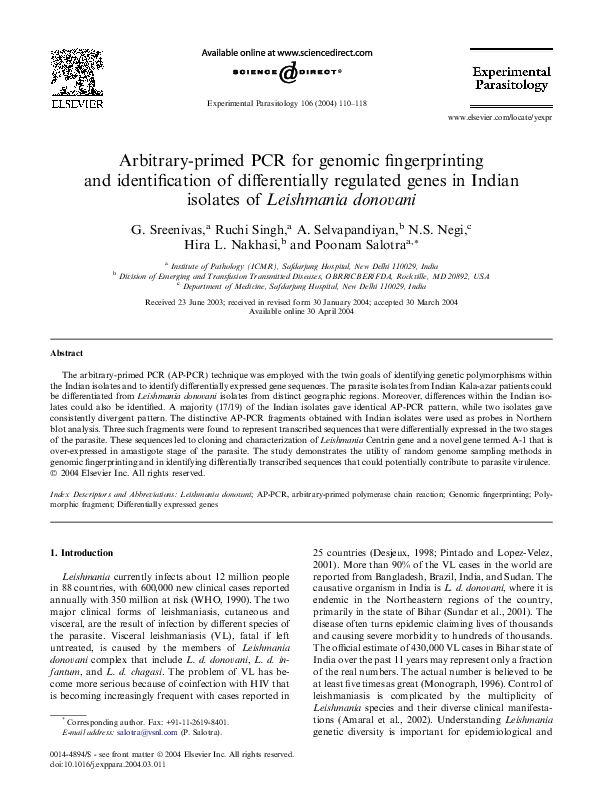(PDF) Arbitrary-primed PCR for genomic fingerprinting and ...