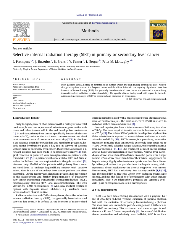 (PDF) Selective internal radiation therapy (SIRT) in primary or ...