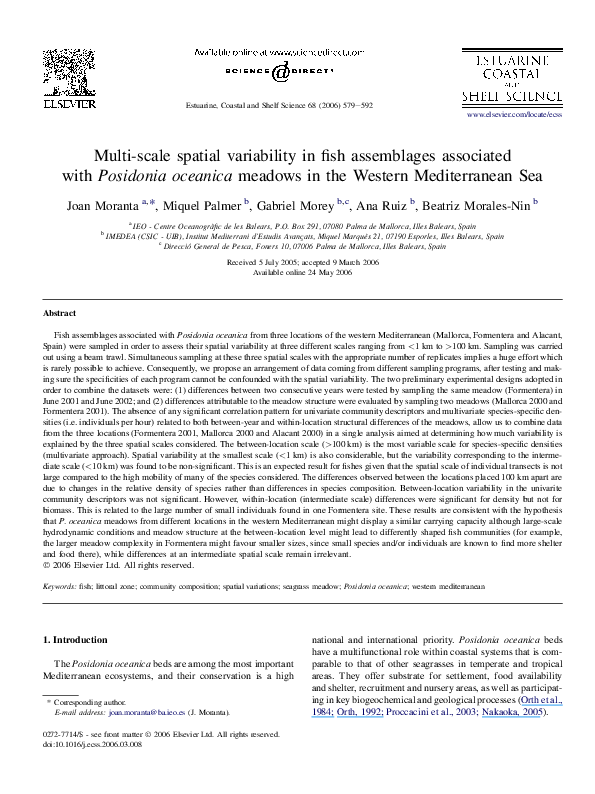 (PDF) Multi-scale spatial variability in fish assemblages associated with Posidonia oceanica ...