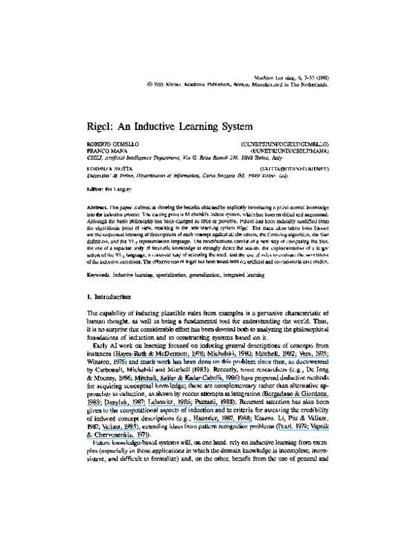 (PDF) Rigel: An Inductive Learning System