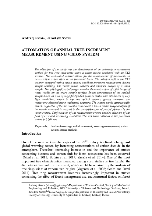 (PDF) AUTOMATION OF ANNUAL TREE INCREMENT MEASUREMENT USING VISION SYSTEM