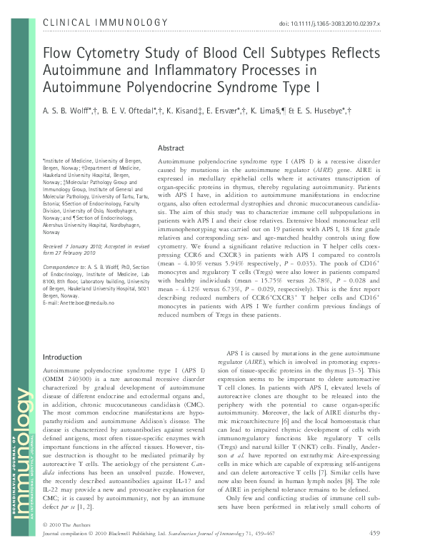 (PDF) Flow Cytometry Study of Blood Cell Subtypes Reflects Autoimmune ...