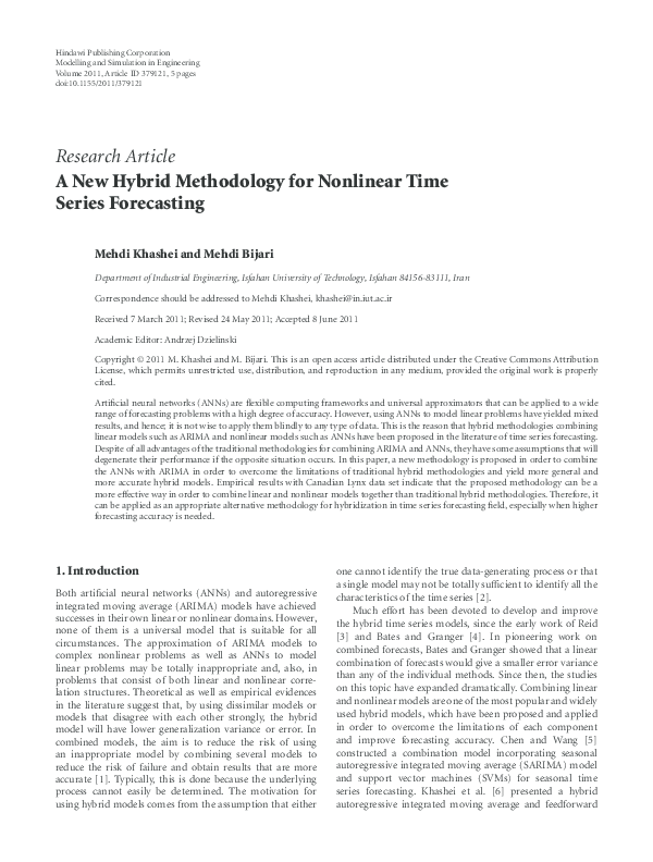 (PDF) A New Hybrid Methodology for Nonlinear Time Series Forecasting