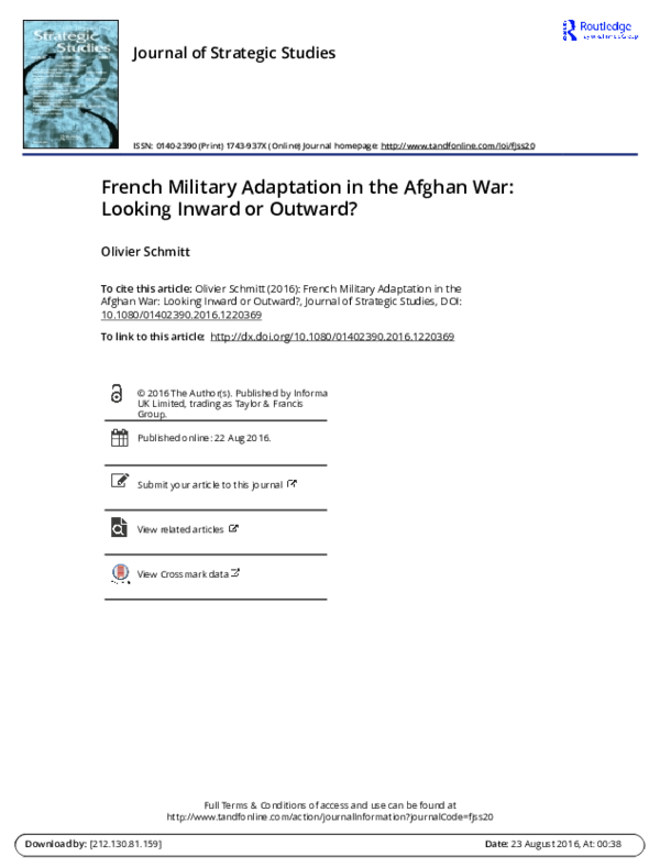 (PDF) French Military Adaptation in the Afghan War: Looking Inward or ...