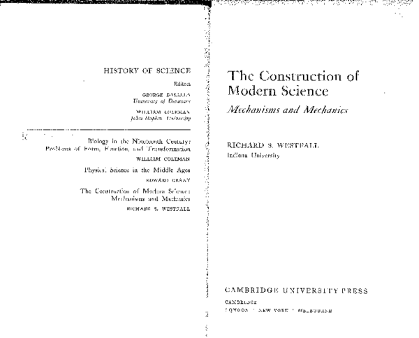 The construction of Modern Science Westfall