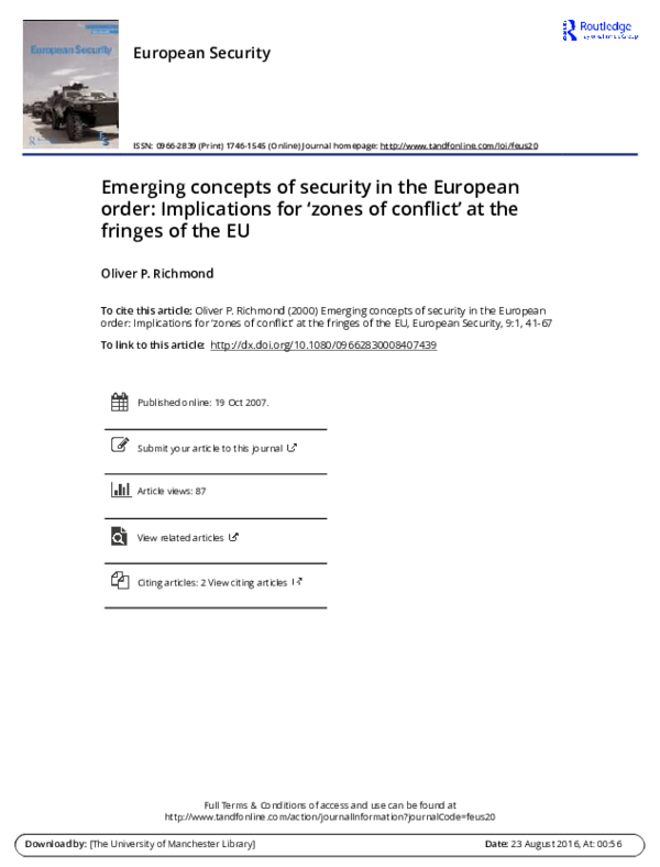 (PDF) Emerging Concepts of Security in the European Order: Implications ...