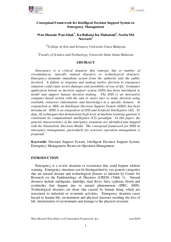 (PDF) Conceptual framework for intelligent decision support system in ...