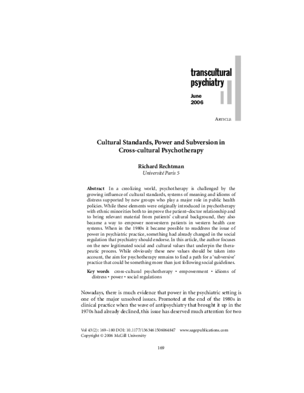 (PDF) Cultural standards, power and subversion in cross-cultural ...