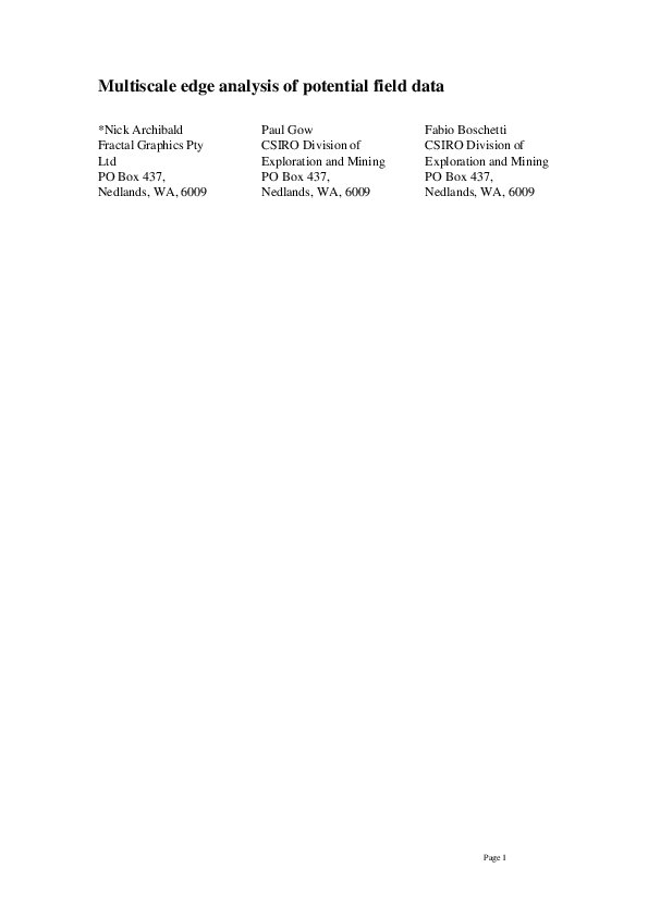 Pdf Multiscale Edge Analysis Of Potential Field Data