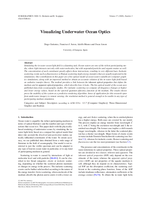 (PDF) Visualizing Underwater Ocean Optics