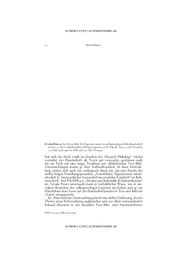 (PDF) Ursula Peters, Das Ich im Bild. Die Figur des Autors in ...