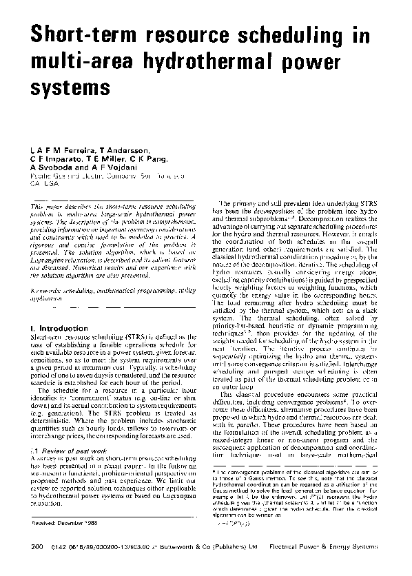 (PDF) Short-term resource scheduling in multi-area hydrothermal power systems