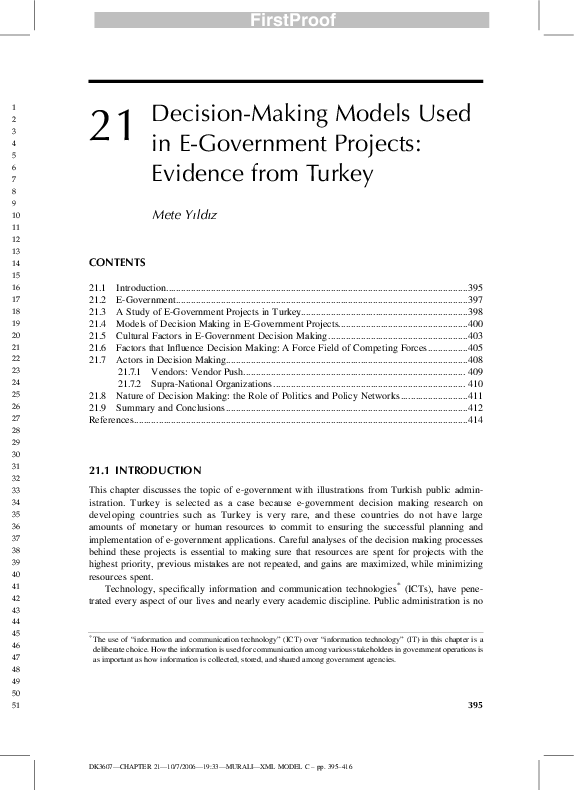 (PDF) Yıldız, Mete (2007), “Decision-Making in E-government Projects ...