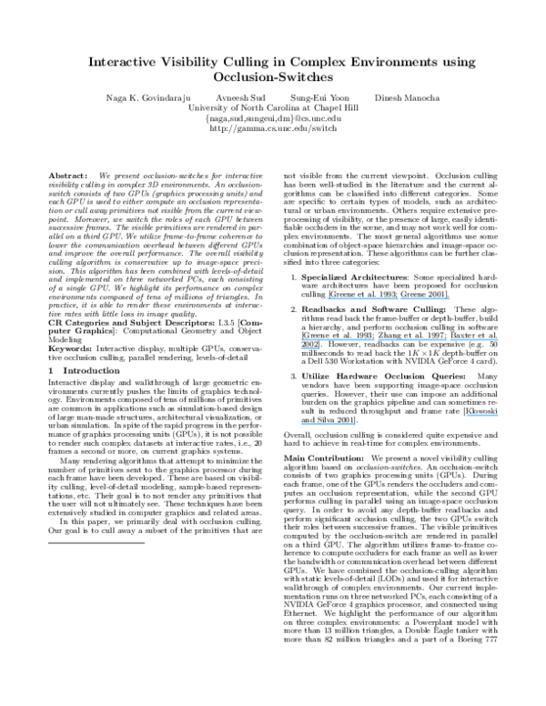 (PDF) Interactive visibility culling in complex environments with occlusion-switches