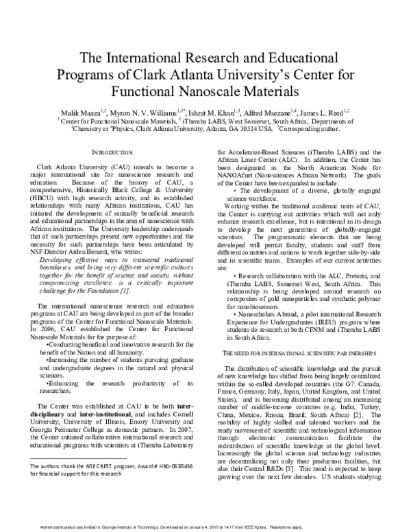 (PDF) The international research and educational programs of Clark ...