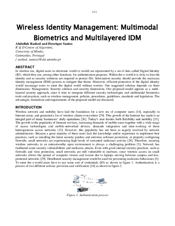 Pdf Multimodal Biometrics And Multilayered Idm For Secure Authentication