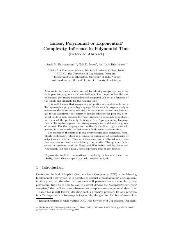 (PDF) Linear, Polynomial or Exponential? Complexity Inference in ...