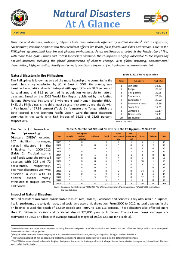 (PDF) Natural Disasters