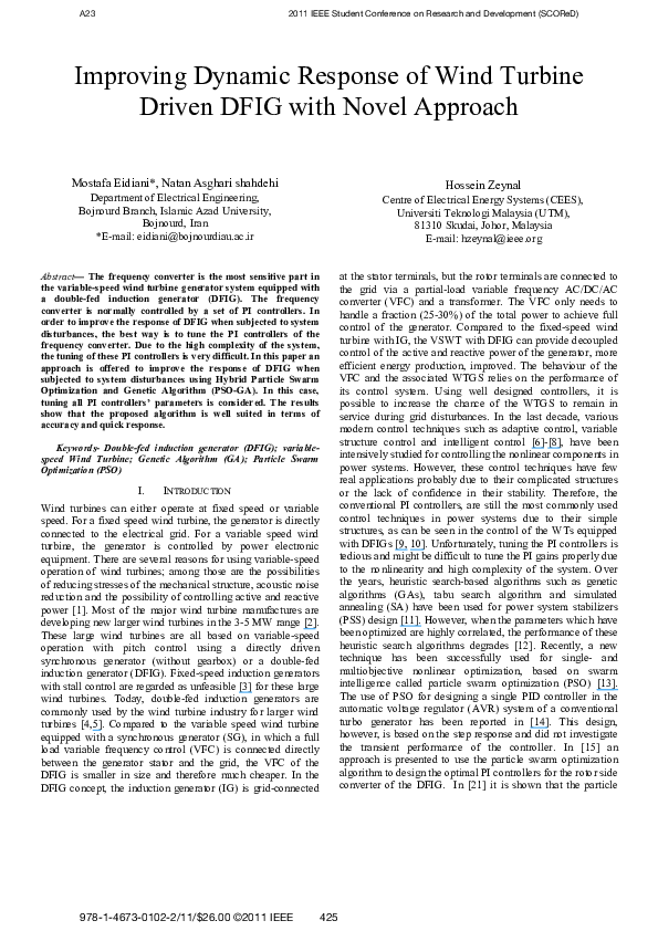 (PDF) Improving dynamic response of wind turbine driven DFIG with novel approach