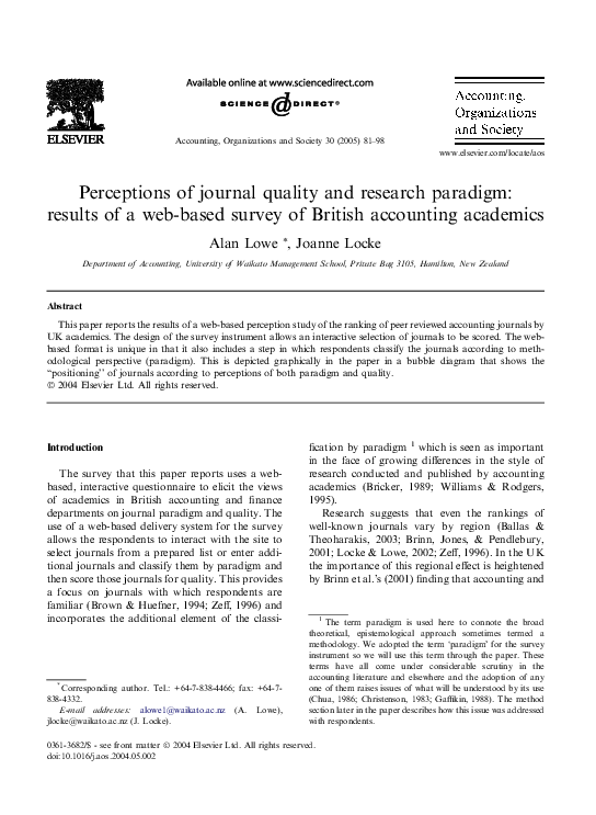 (PDF) Perceptions of journal quality and research paradigm: results of ...