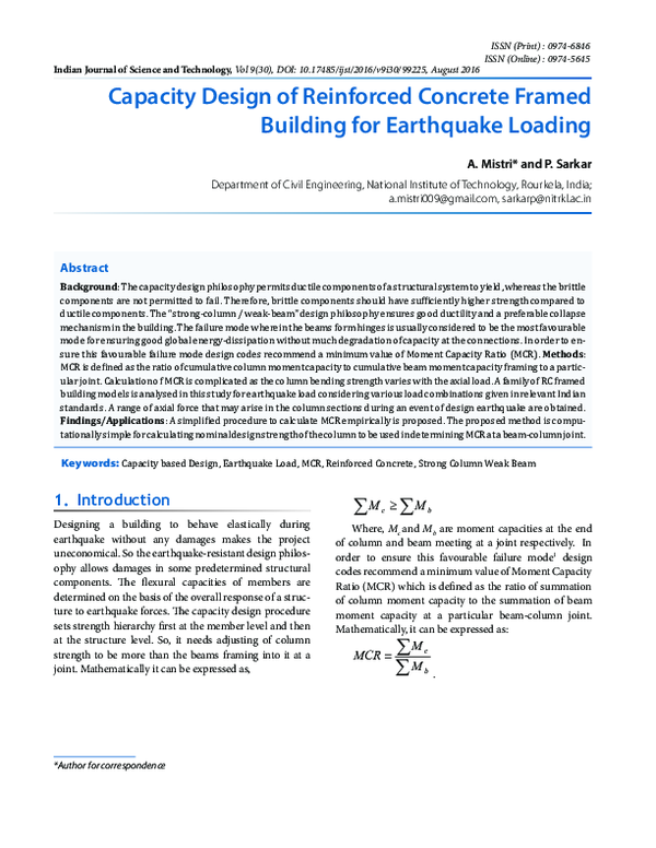(PDF) Capacity Design of Reinforced Concrete Framed Building for ...