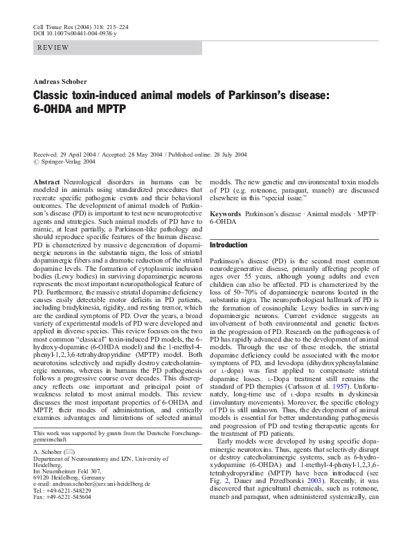 (PDF) Classic toxin-induced animal models of Parkinson’s disease: 6 ...
