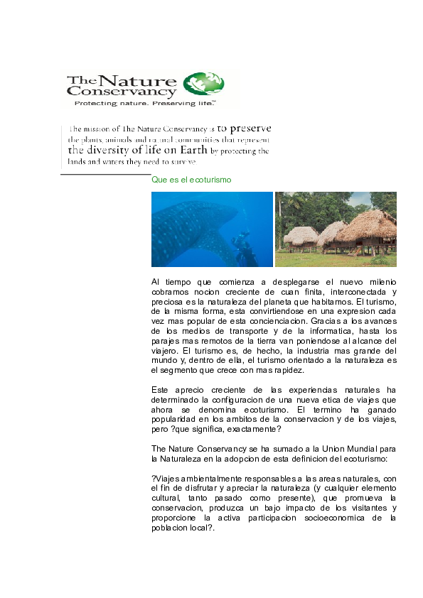 (DOC) Que es el ecoturismo