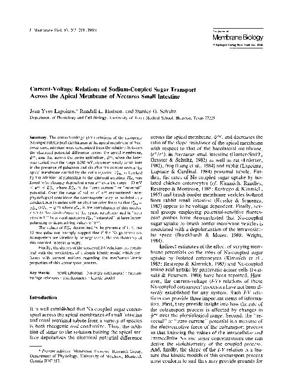 (PDF) Current-voltage relations of sodium-coupled sugar transport ...