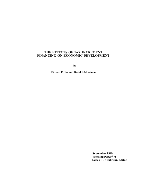 (PDF) The Effects of Tax Increment Financing on Economic Development* 1