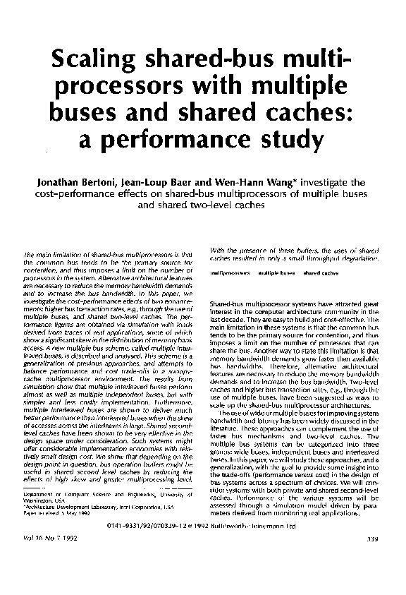 Pdf Scaling Shared Bus Multiprocessors With Multiple Buses And Shared