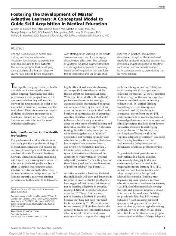 (PDF) Fostering the Development of Master Adaptive Learners: A ...