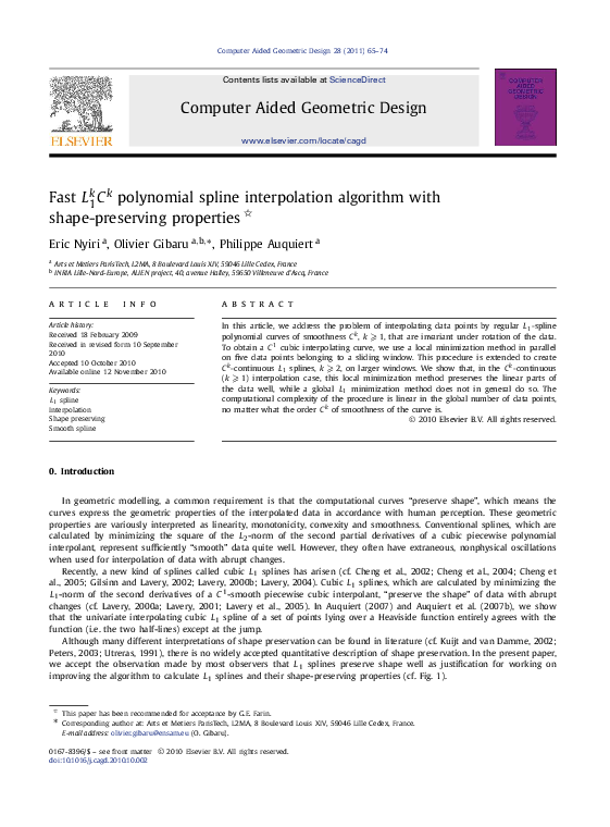 Pdf Fast Polynomial Spline Interpolation Algorithm With Shape