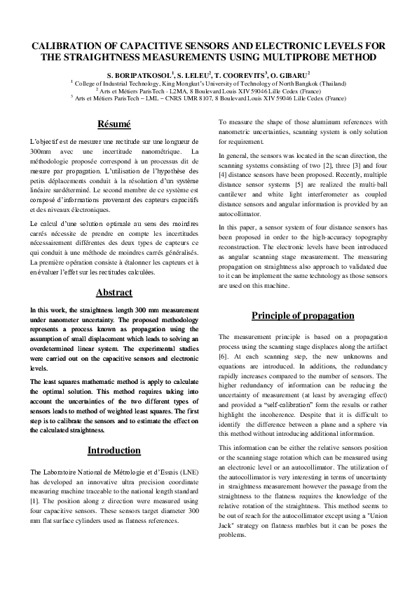 (PDF) Calibration of capacitive sensors and electronic levels for the ...