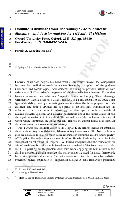 (PDF) Dominic Wilkinson: Death or disability? The “Carmentis Machine ...