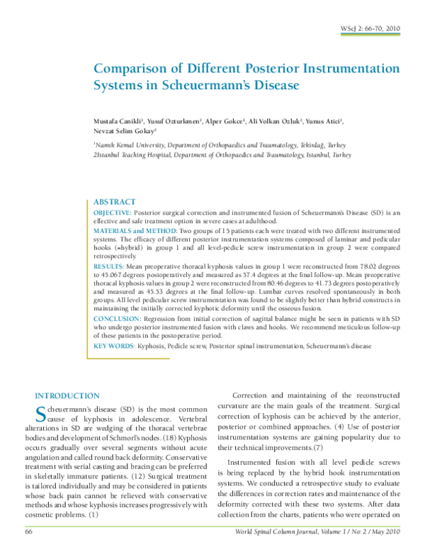 (PDF) Comparison of Different Posterior Instrumentation Systems in ...