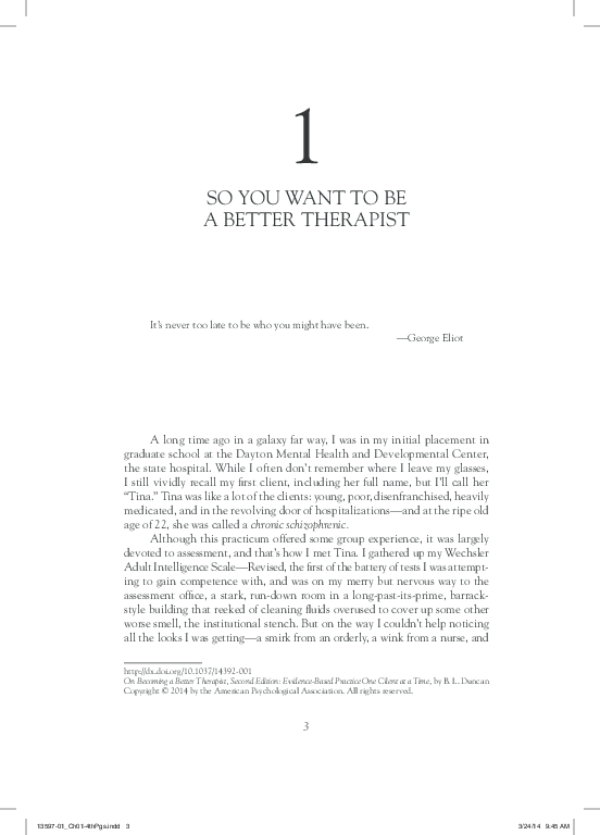 (PDF) On becoming a better therapist (2nd ed.): Chapter One--So you ...