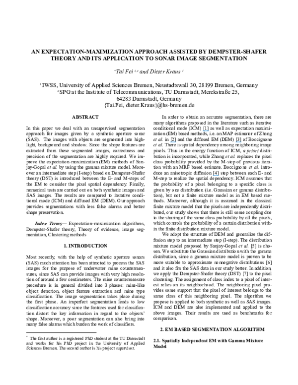 Pdf An Expectation Maximization Approach Assisted By Dempster Shafer