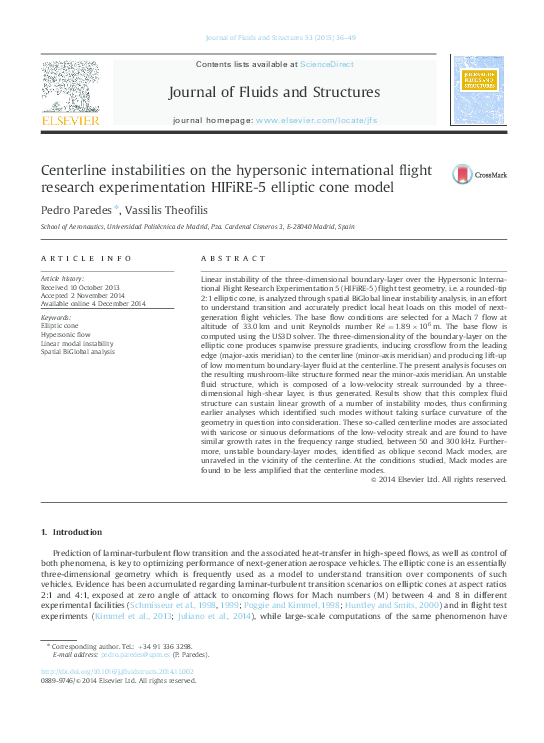 (PDF) 2015 - Centerline instabilities on the hypersonic international ...