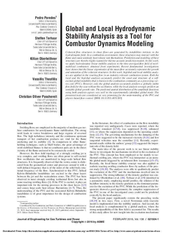 (PDF) 2016 - Global and Local Hydrodynamic Stability Analysis as a Tool ...
