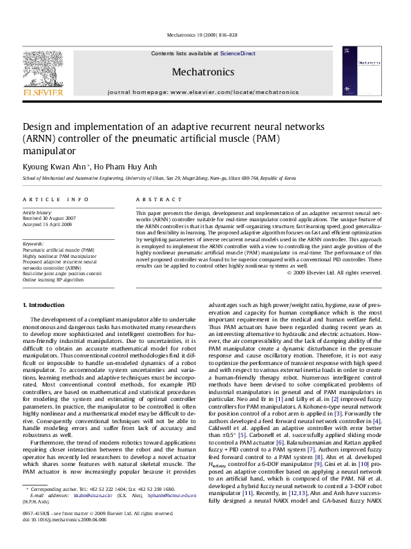 (PDF) Design and implementation of an adaptive recurrent neural networks (ARNN) controller of ...