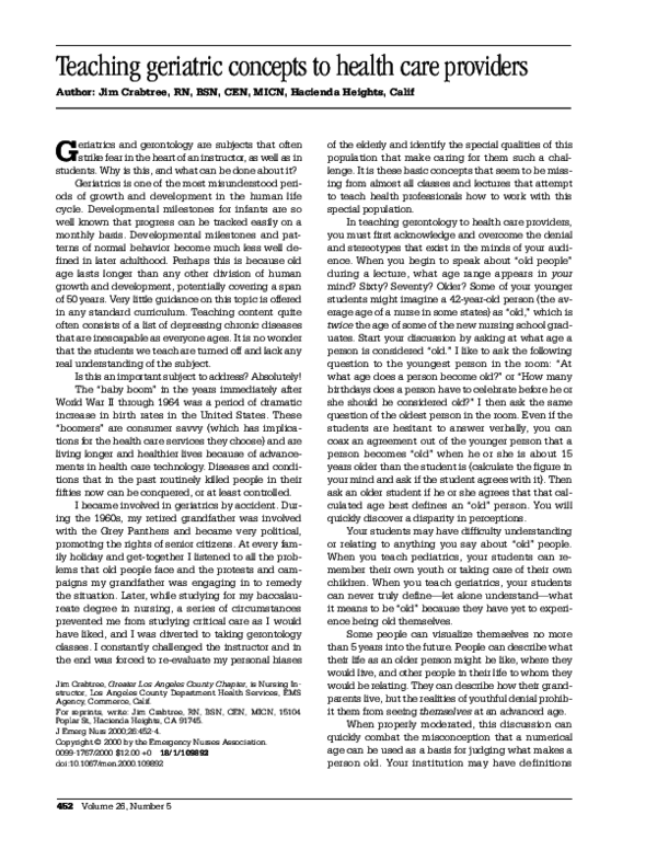 (PDF) Teaching geriatric concepts to health care providers