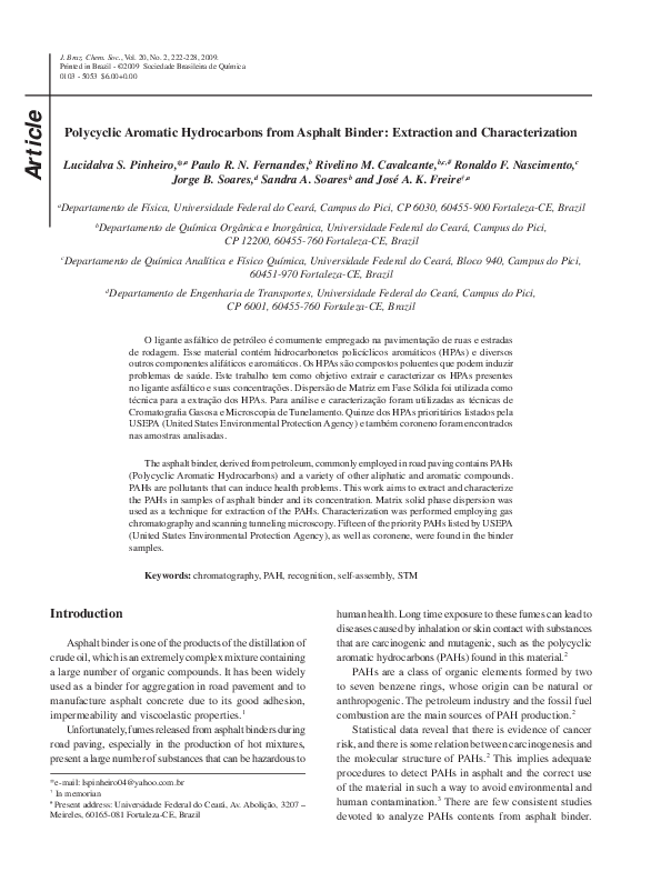 (PDF) Polycyclic aromatic hydrocarbons from asphalt binder: extraction and characterization