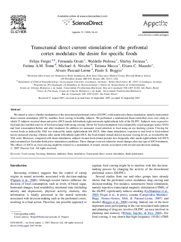 (PDF) Transcranial direct current stimulation of the prefrontal cortex ...