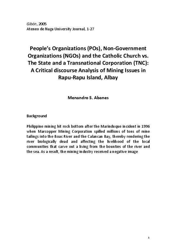 People's Organizations (POs), Non-Government Organizations (NGOs) and ...