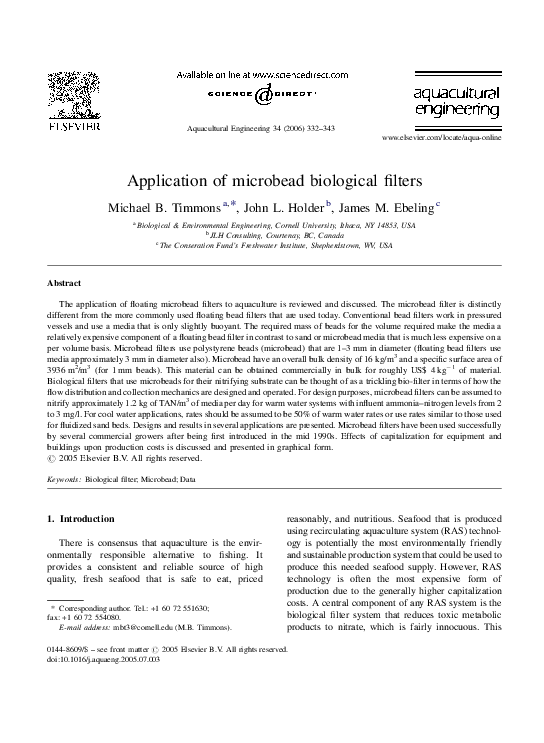(PDF) Application of microbead biological filters