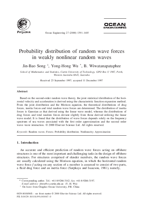 (PDF) Probability distribution of random wave forces in weakly ...