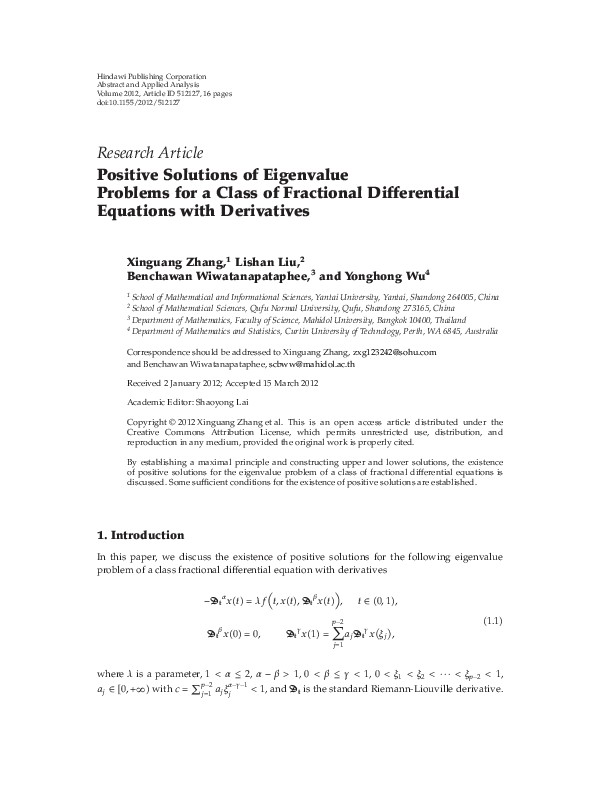 (PDF) Positive Solutions of Eigenvalue Problems for a Class of ...