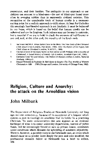 (PDF) Religion, Culture and Anarchy: the attack on the Arnoldian vision
