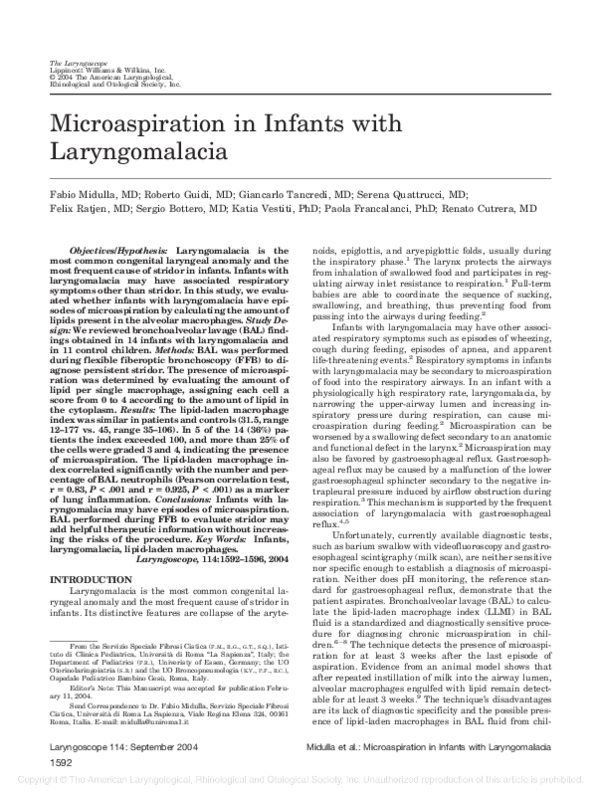 (PDF) Microaspiration in Infants with Laryngomalacia
